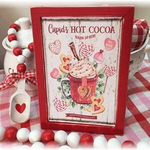 Cupids Hot Cocoa Framed Wood Sign for Valentines Tiered Trays - Etsy