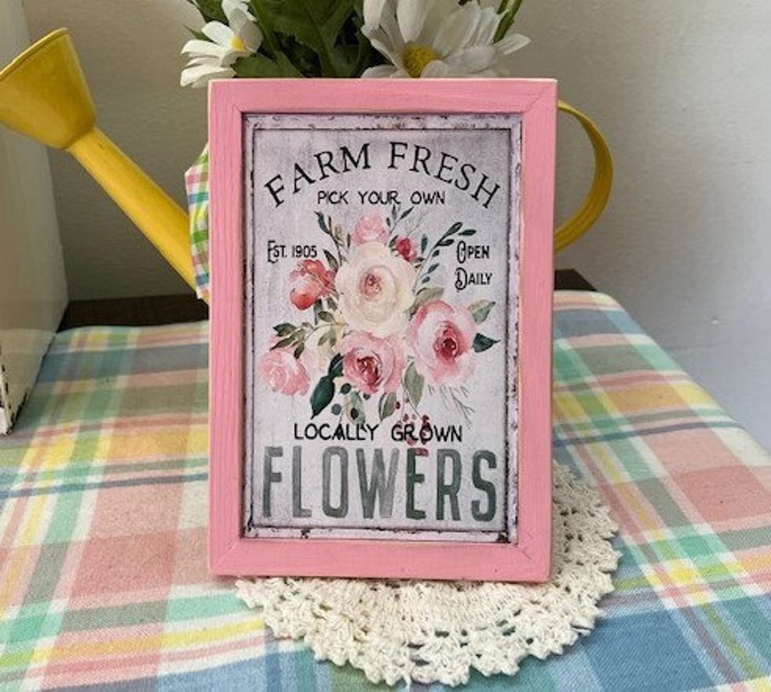 Farm Fresh Flowers Framed Wood Sign for Spring Decor - Etsy