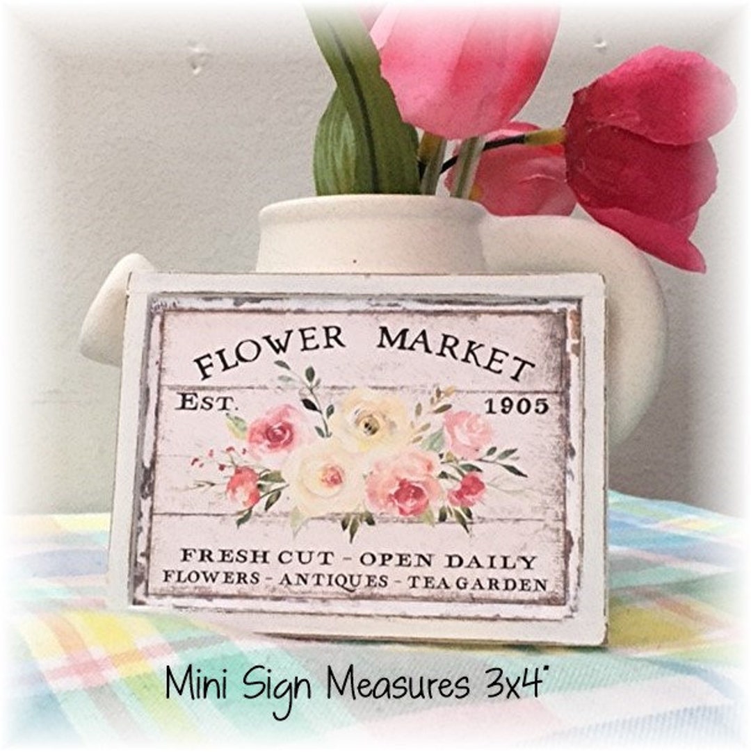 Flower Market Mini Wood Sign for Spring Tiered Trays - Etsy