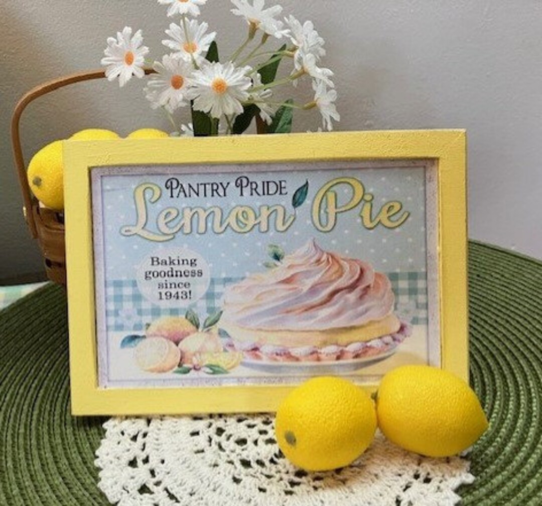 Pantry Pride Lemon Pie Framed Wood Sign for Lemon Decor - Etsy