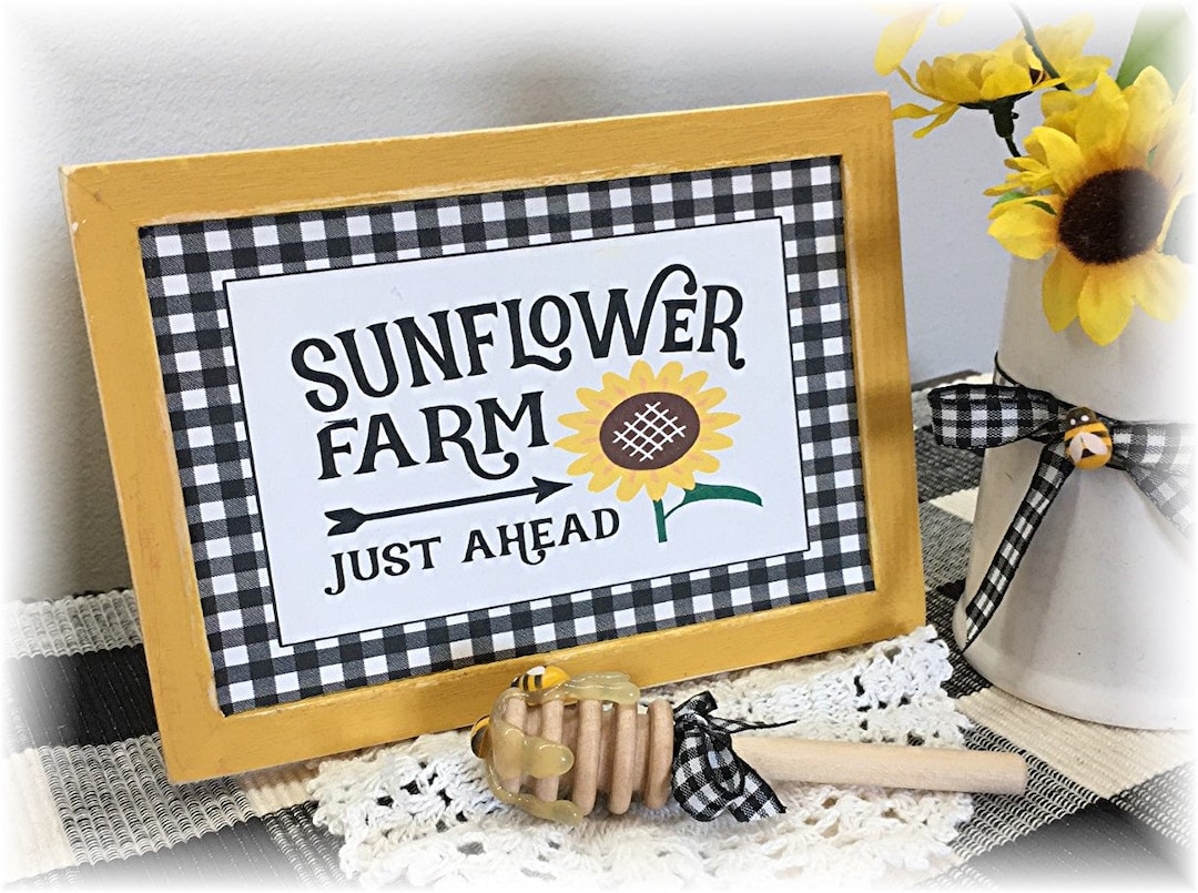 Sunflower Farm Framed Wood Sign for Tiered Trays - Etsy