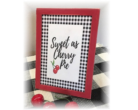 Sweet as Cherry Pie framed wood sign for tiered trays | Etsy