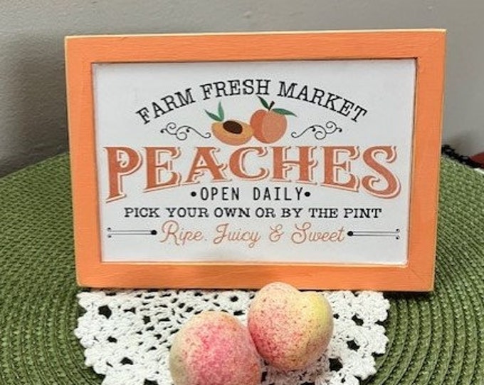 Welcome Peach Sign Orange and White Summer Wreath Sign Sweet Peaches ...