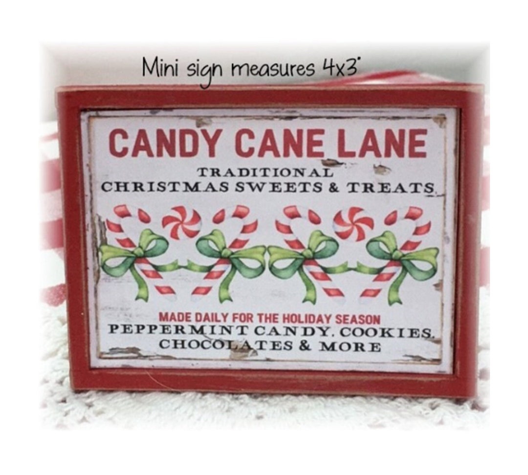 Candy Cane Lane Mini Wood Sign for Christmas Tiered Trays - Etsy