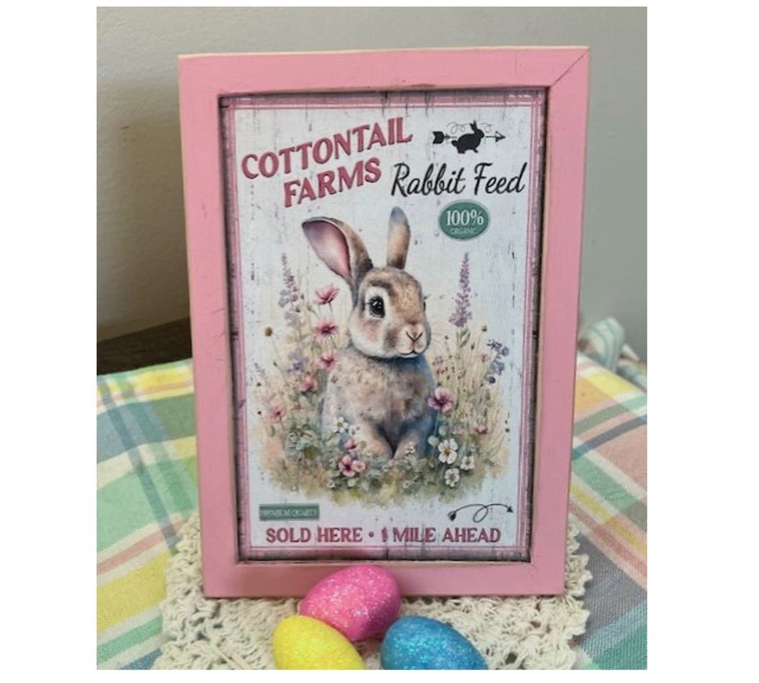Cottontail Farms Rabbit Feed Framed Wood Sign for Easter Decor - Etsy