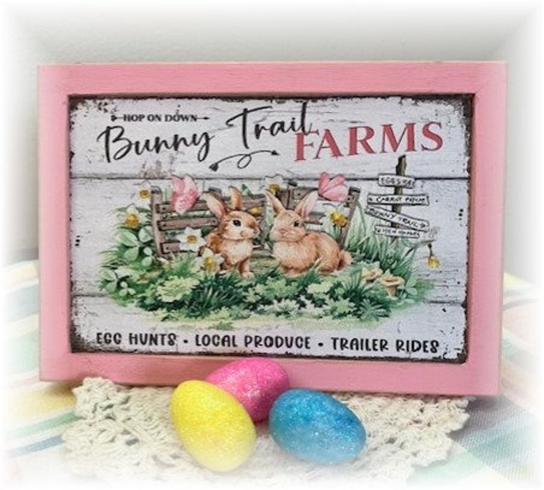 Bunny Trail Farms Framed Wood Sign for Easter Decor - Etsy