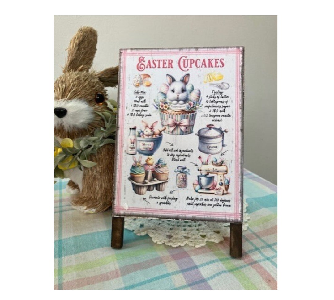 Easter Cupcakes Recipe Mini Wood Easel Sign for Easter Decor - Etsy