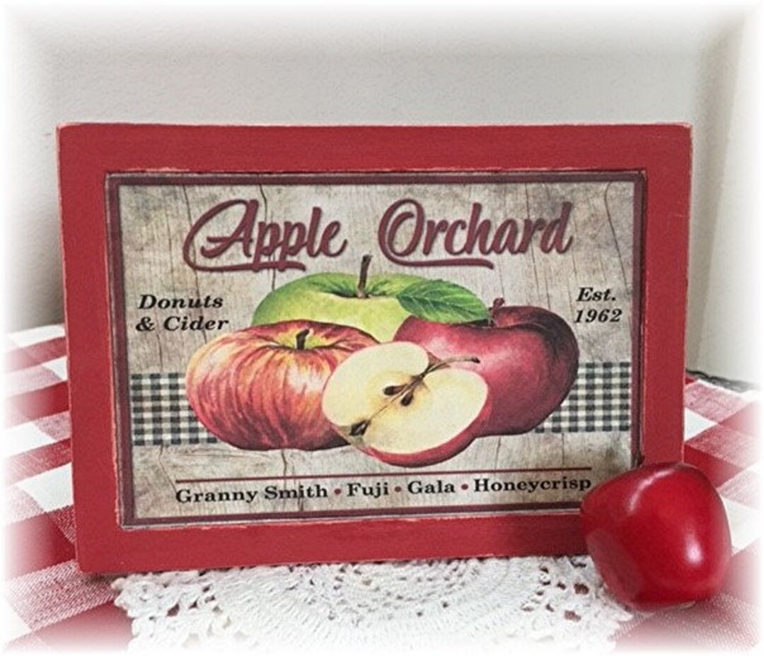 Apple Orchard Framed Wood Sign for Tiered Trays Apple Decor - Etsy