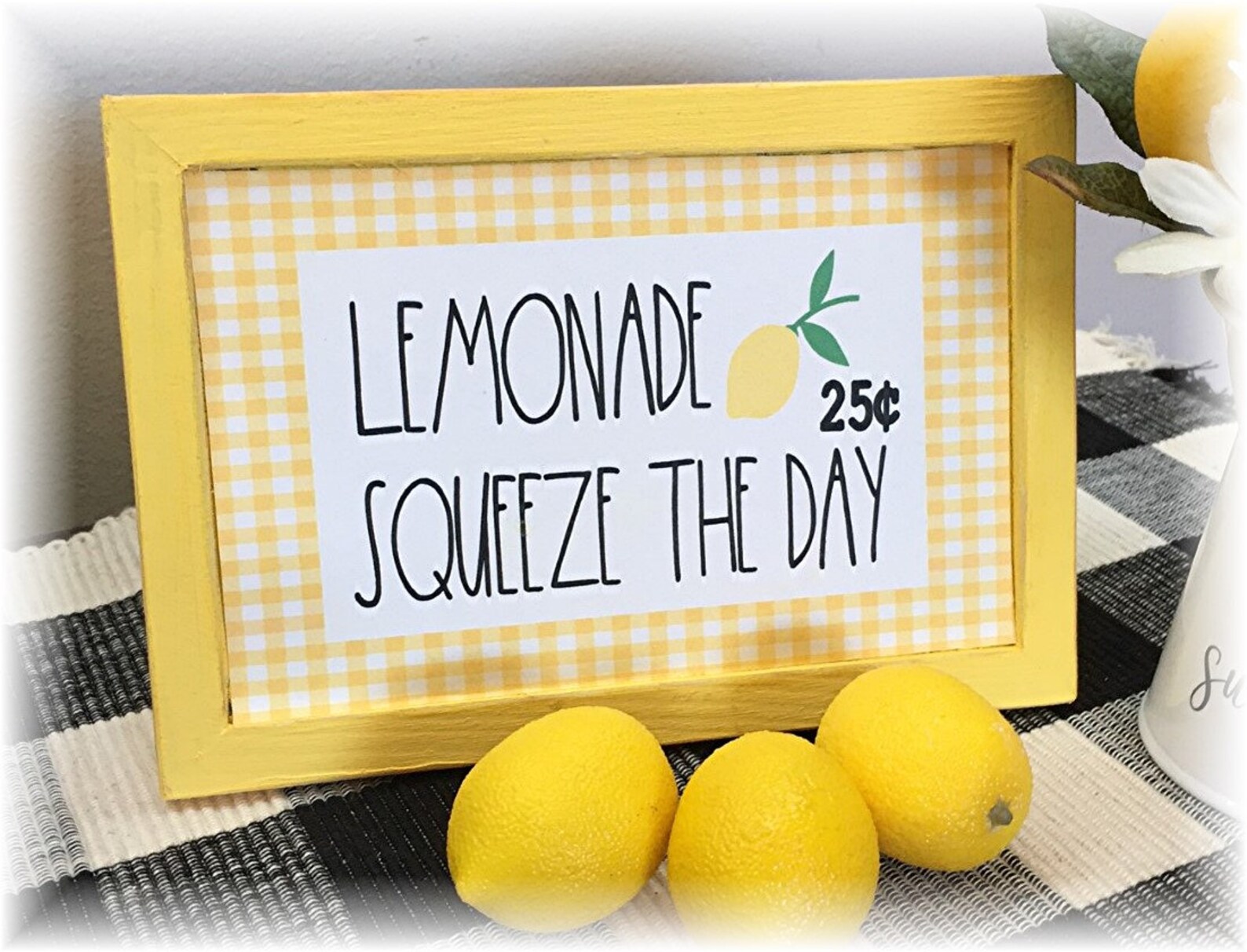 Lemonade Squeeze the Day Framed Wood Sign for Tiered Trays - Etsy