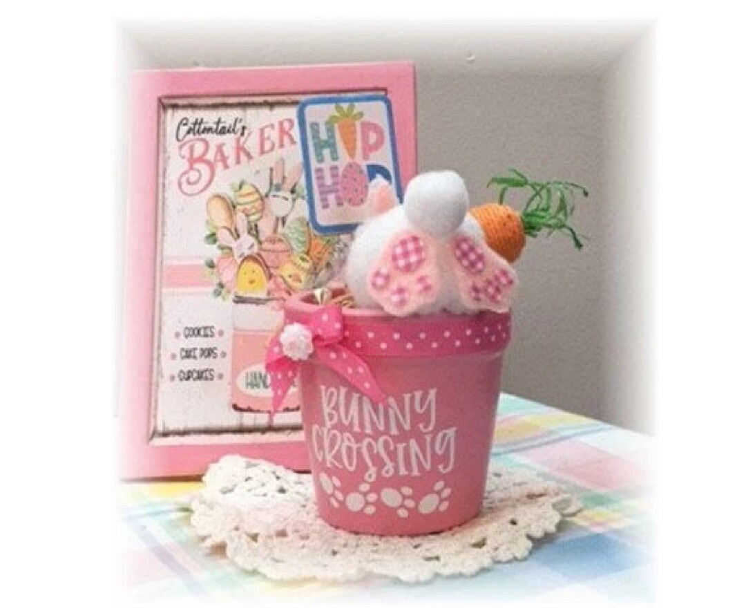 Bunny Crossing Mini Ceramic Flower Pot for Easter Tiered Trays - Etsy