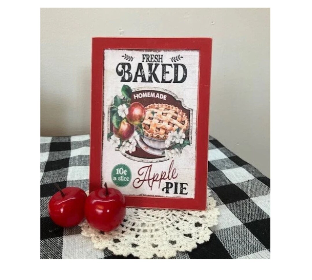 Fresh Baked Apple Pie Framed Wood Sign for Apple Decor - Etsy