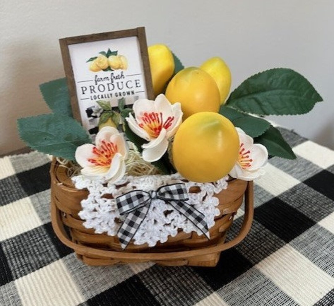Farm Fresh Produce Lemons Mini Basket With Lemons and Sign for Your ...