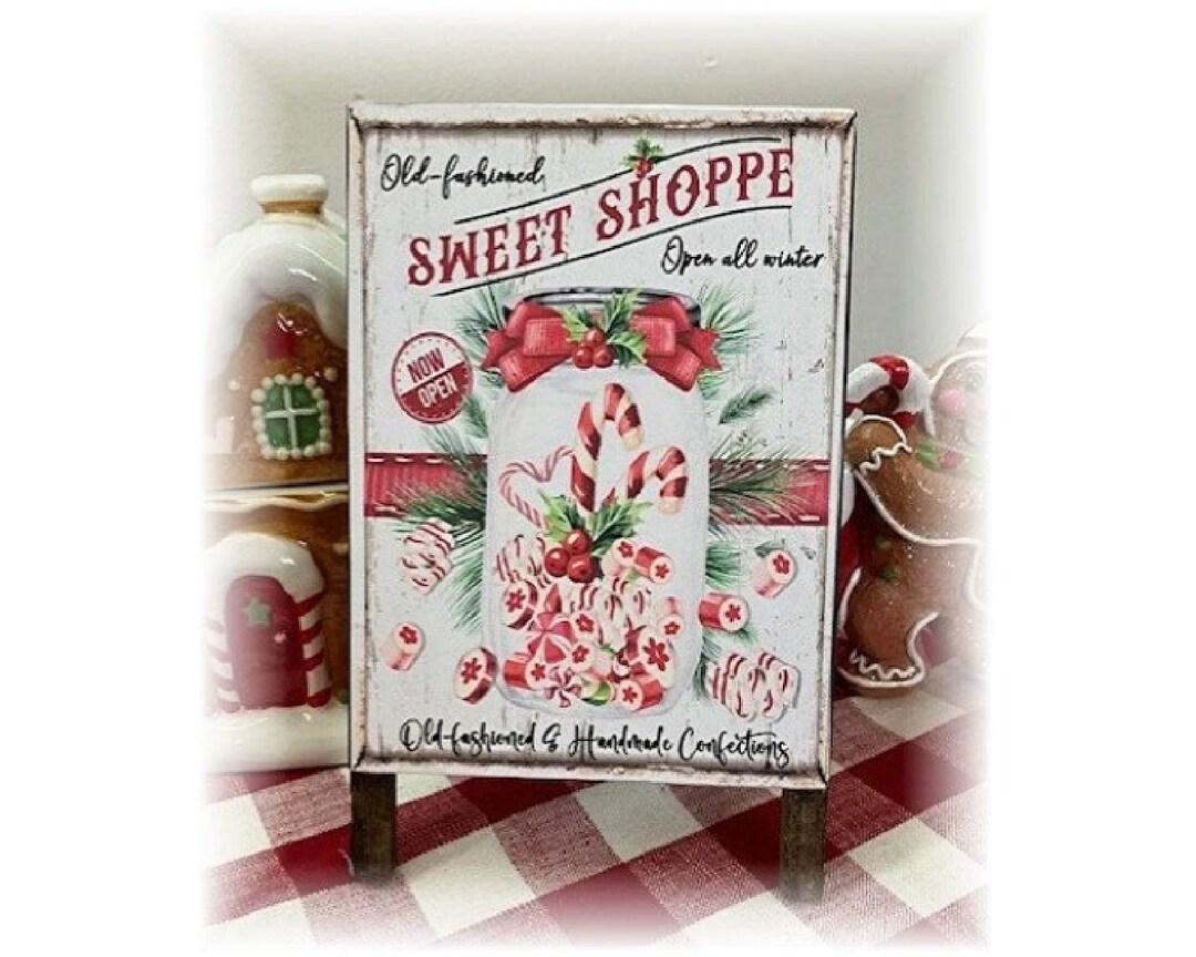 Old Fashioned Sweet Shop Mini Wood Easel Sign for Christmas Decor - Etsy