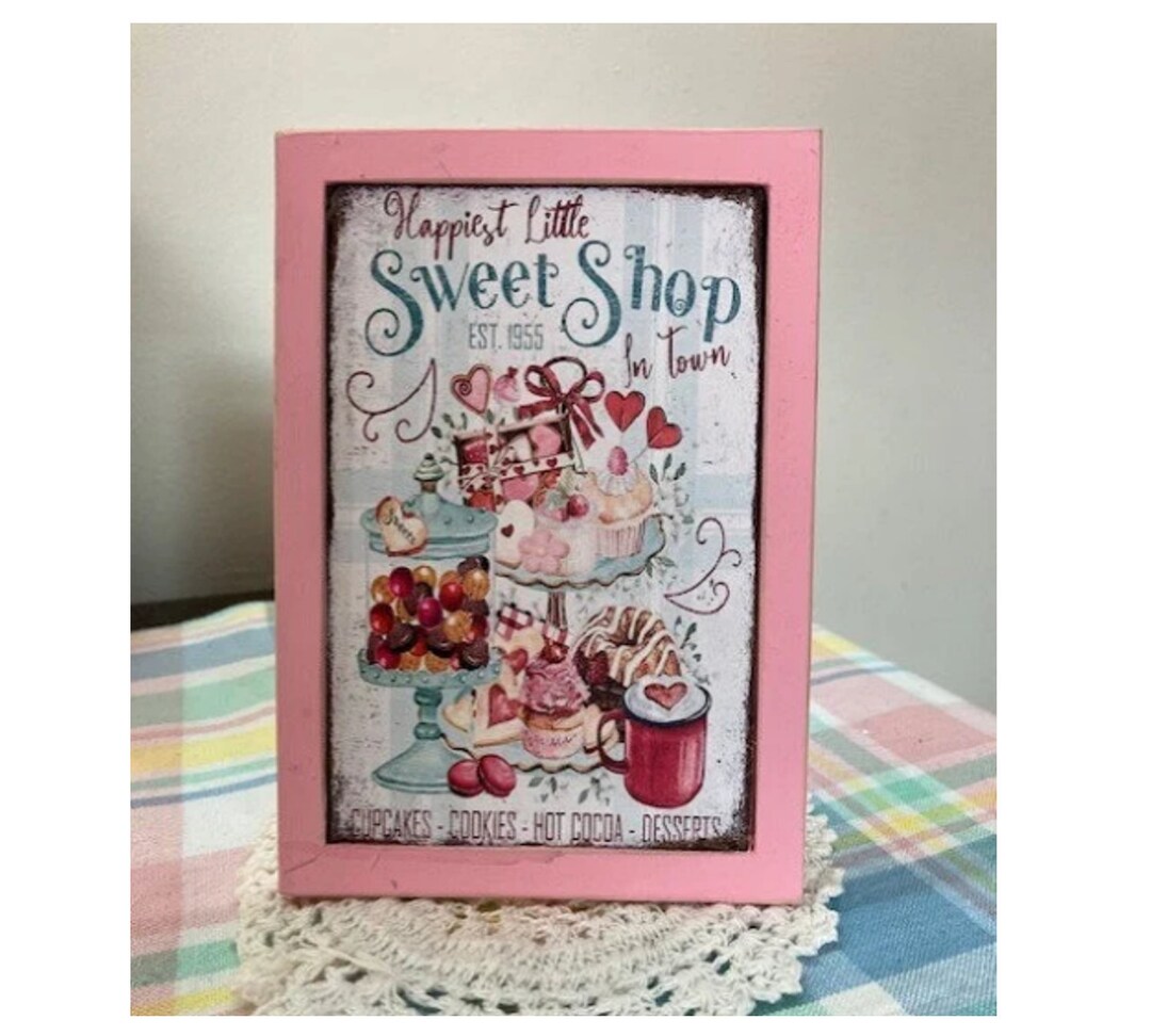 Happiest Little Sweet Shop in Town Framed Wood Sign - Etsy