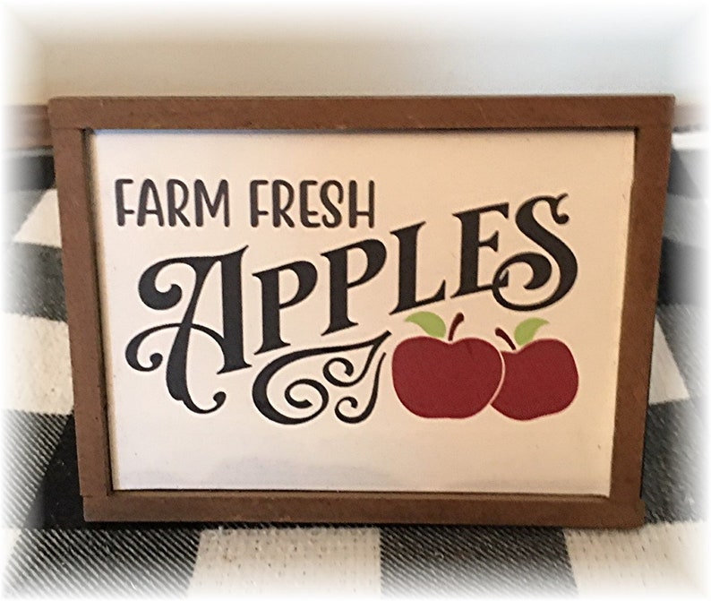 Farm Fresh Apples Mini Wood Sign for Tiered Trays Apple Decor - Etsy