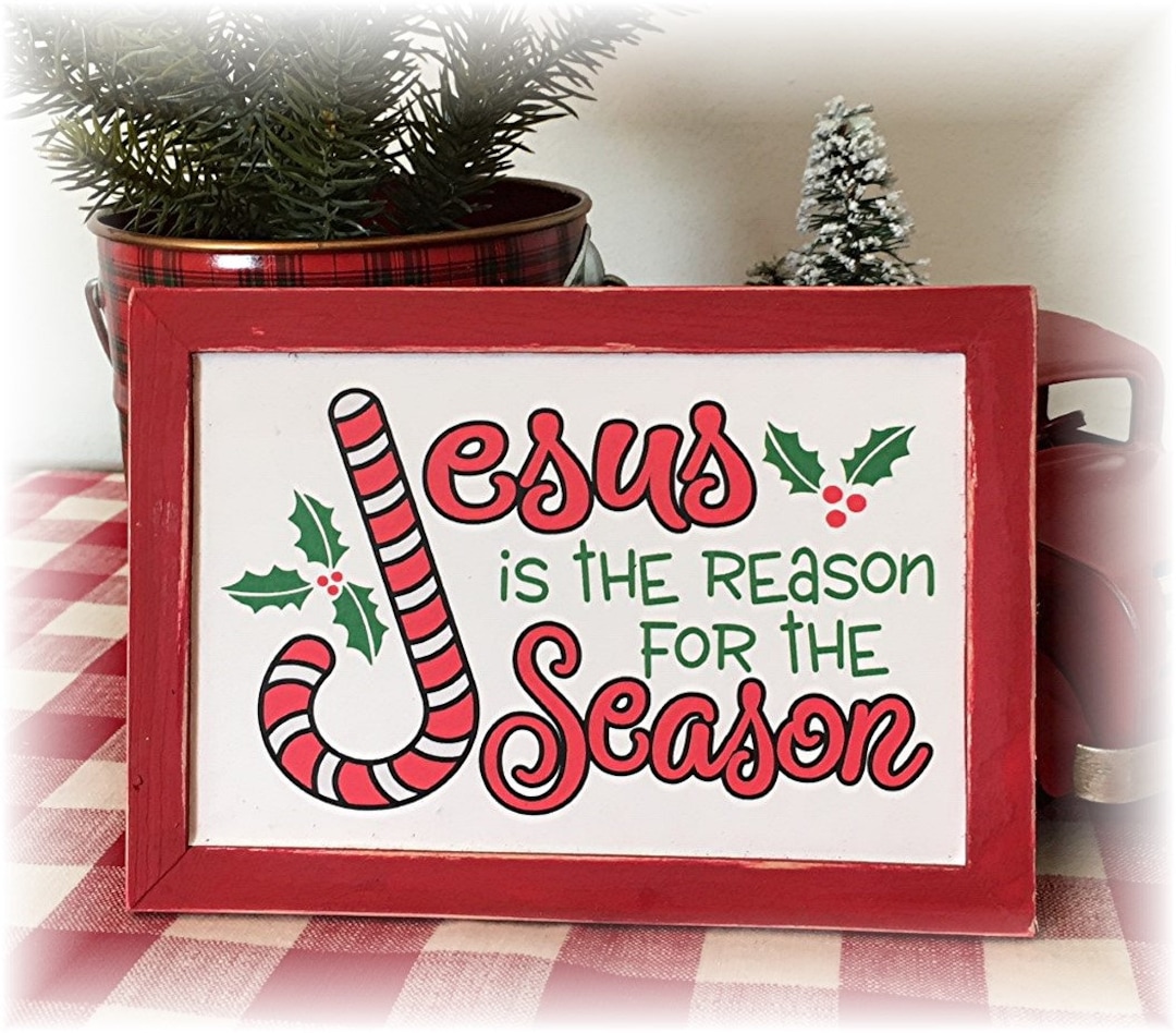 Jesus is the Reason for the Season Framed Wood Sign for Tiered Trays ...