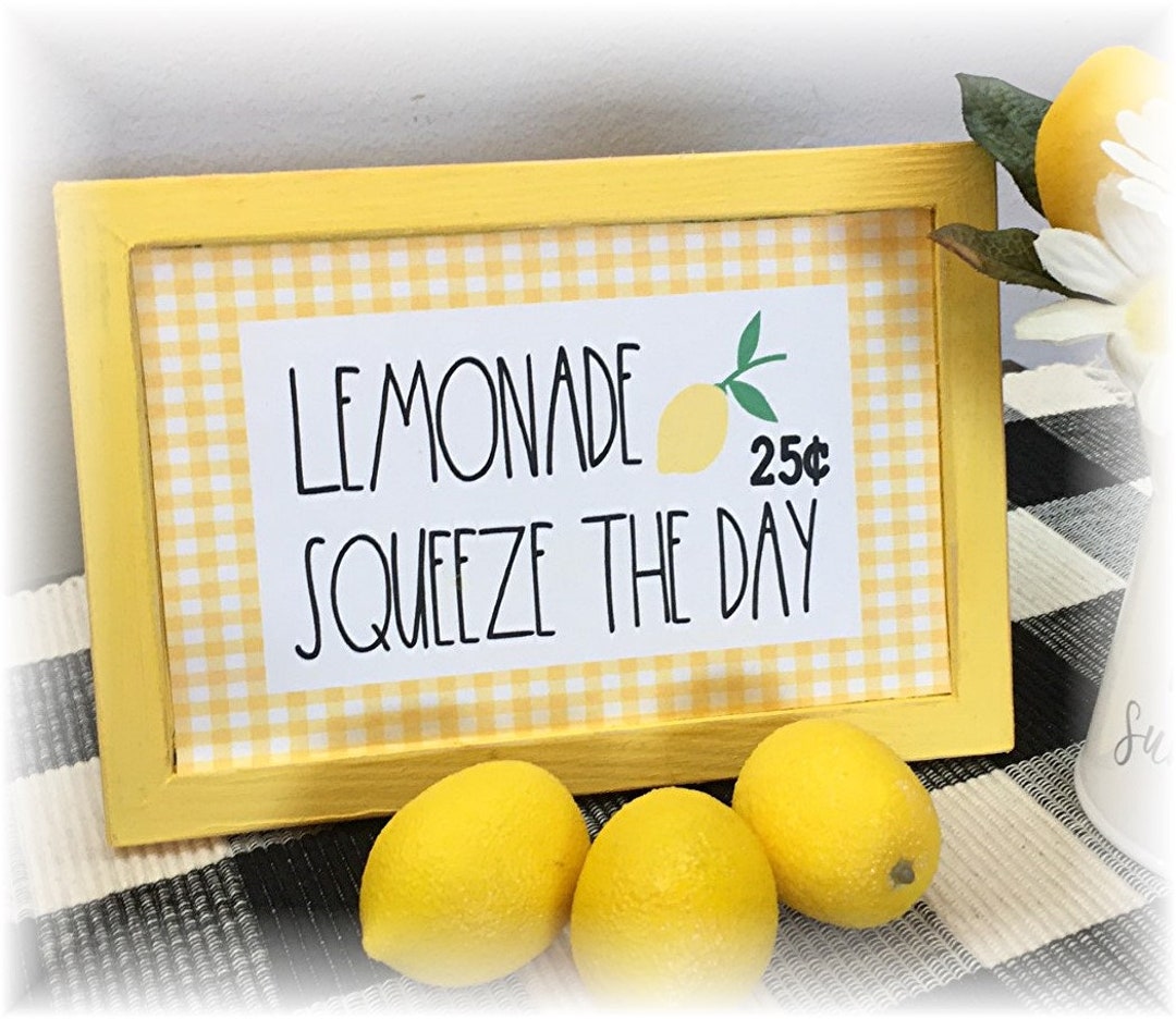 Lemonade Squeeze the Day gerahmtes Holzschild für abgestufte Tabletts ...