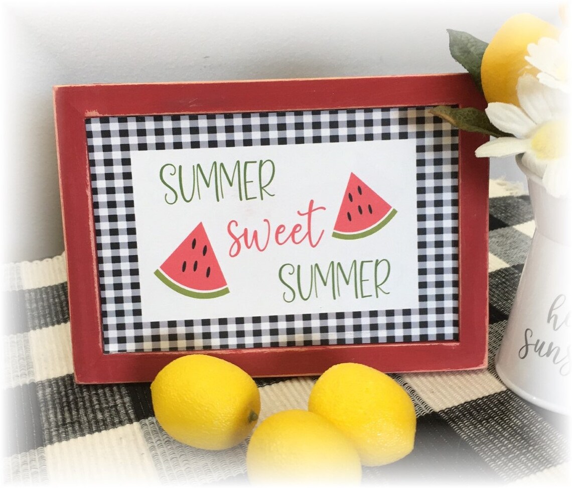 Summer Sweet Summer framed wood sign for tiered trays | Etsy