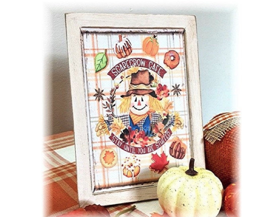 Scarecrow Cafe Stay Until You're Stuffed Framed Wood Sign for Tiered ...