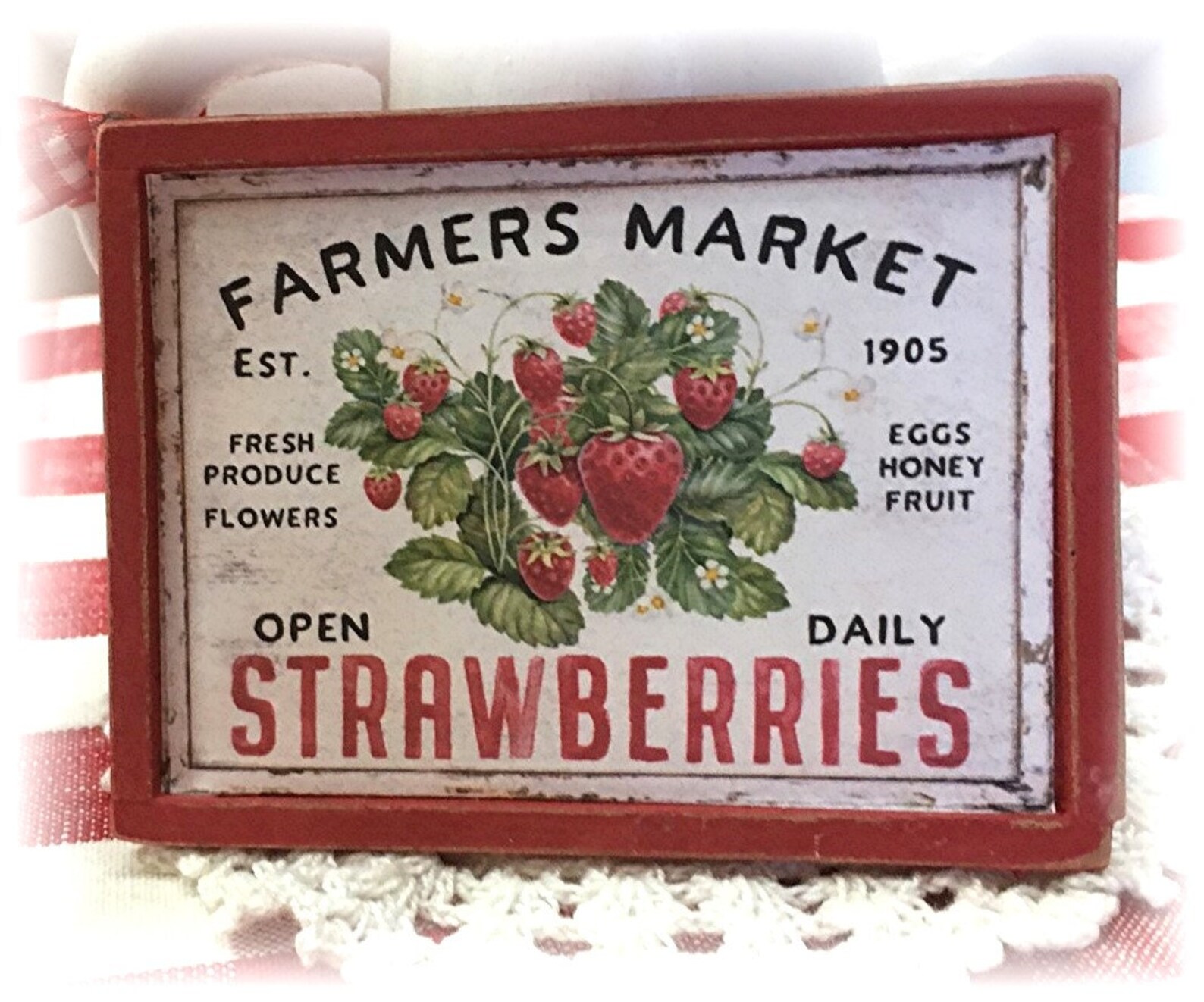 Farmers Market Strawberries Mini Wood Sign for Tiered Trays - Etsy