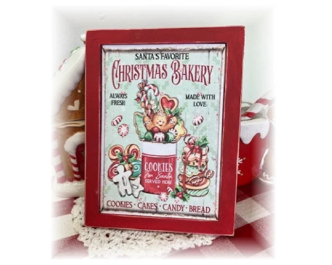 Santas Favorite Christmas Bakery Framed Wood Sign for Christmas Decor ...