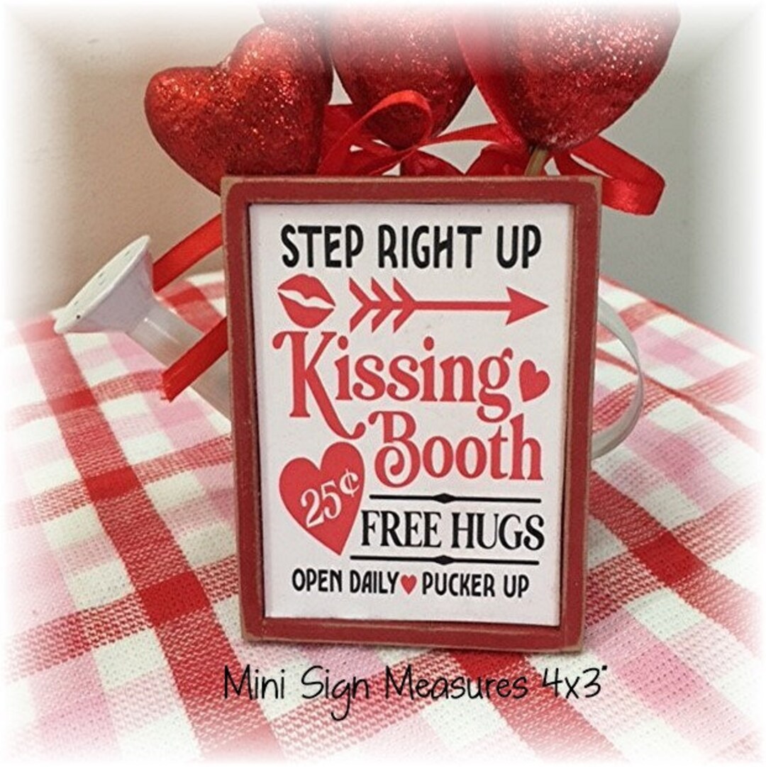Kissing Booth Free Hugs Mini Wood Sign for Valentines Tiered Trays - Etsy