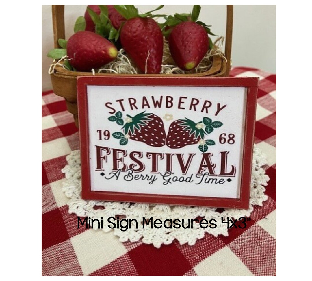Strawberry Festival Mini Wood Sign for Strawberries Tiered Trays - Etsy