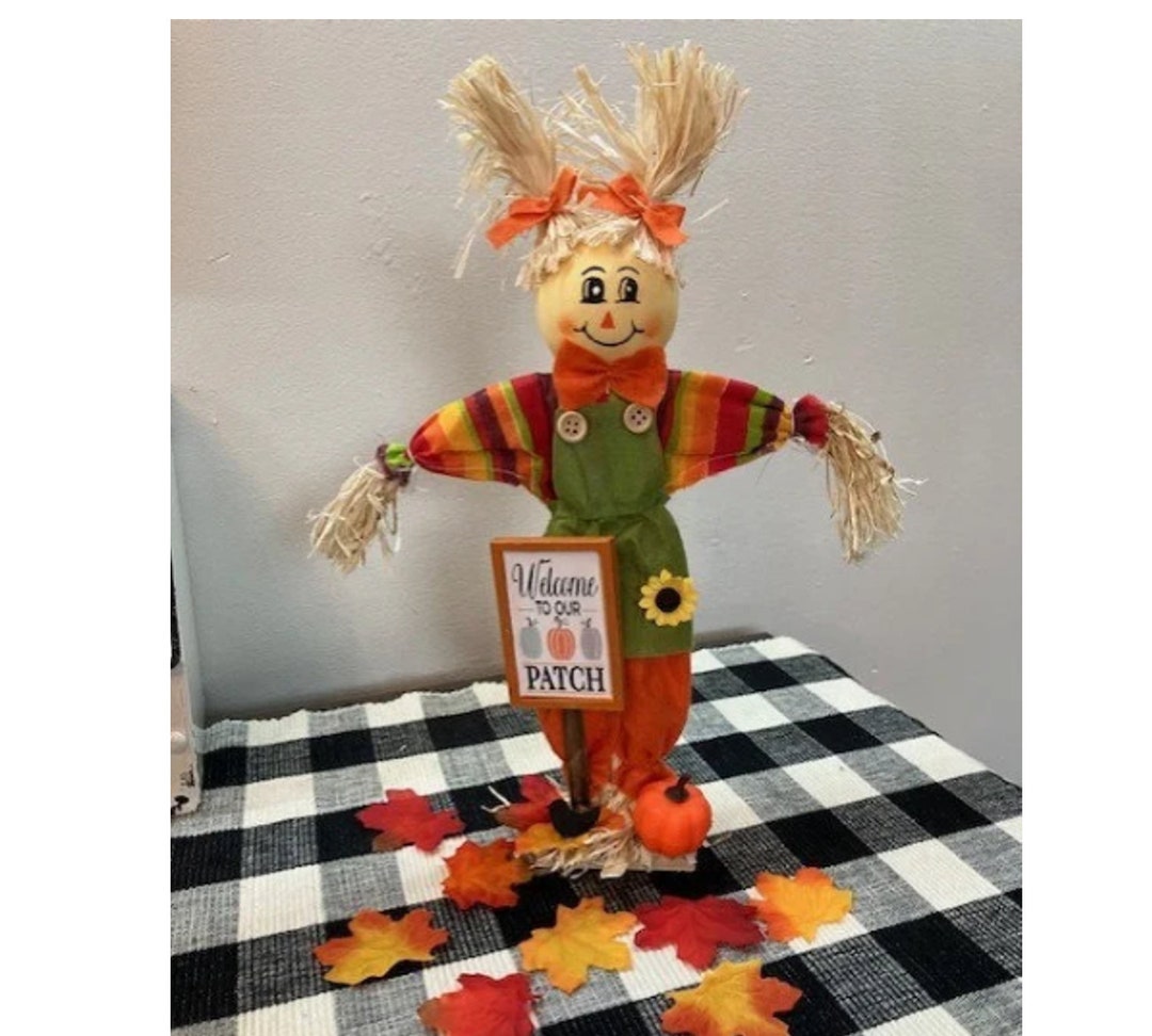 Welcome to Our Patch Mini Free Standing Scarecrow With Sign for Fall ...