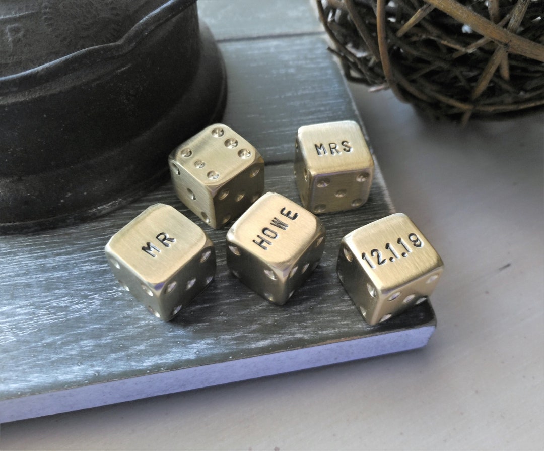Wedding Dice Mr and Mrs Gift Idea Brass Dice Set Custom Gift Newlyweds ...