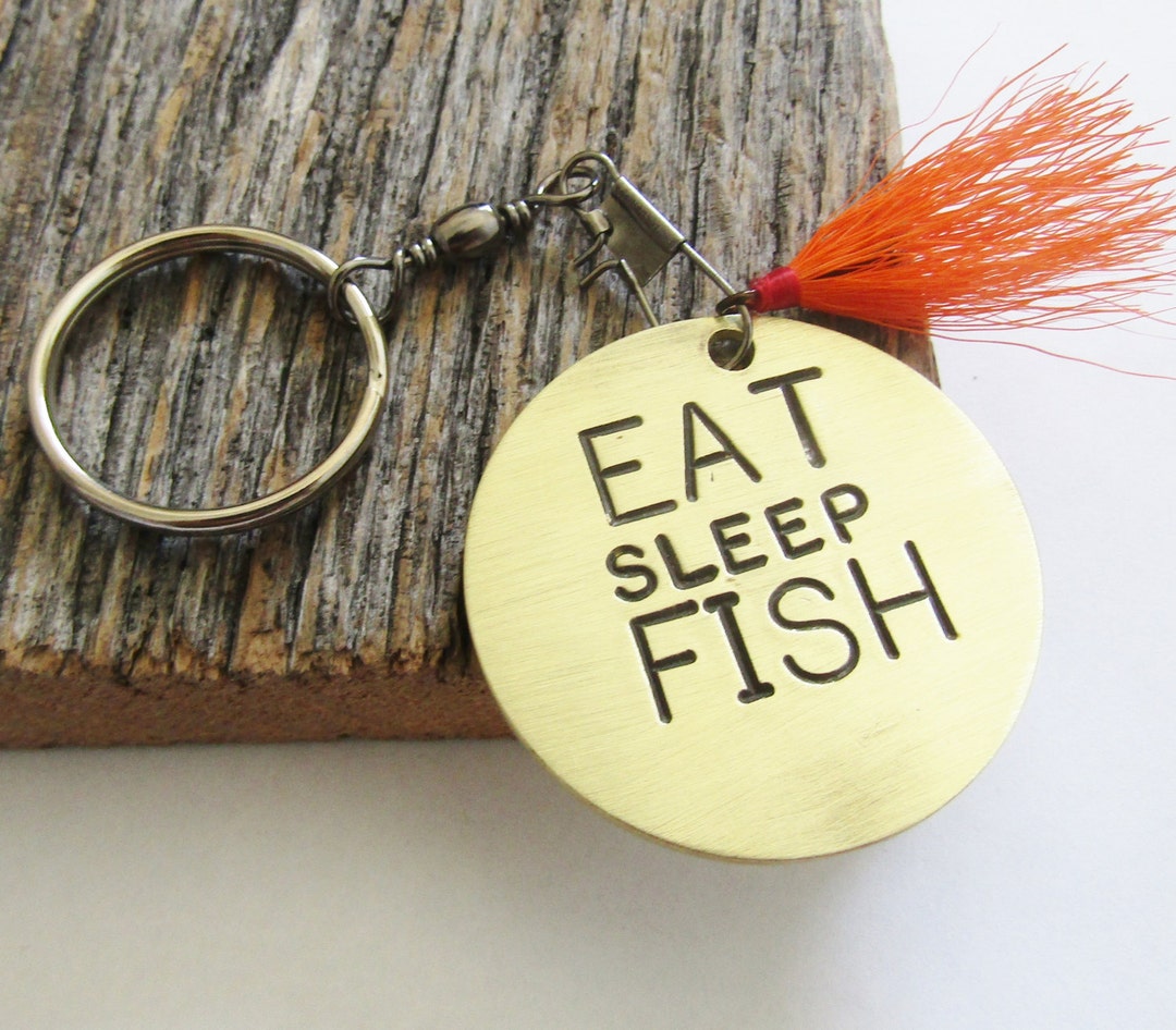 Eat Sleep Fish Keychain for Grandpa Custom Keychain for Him - Etsy