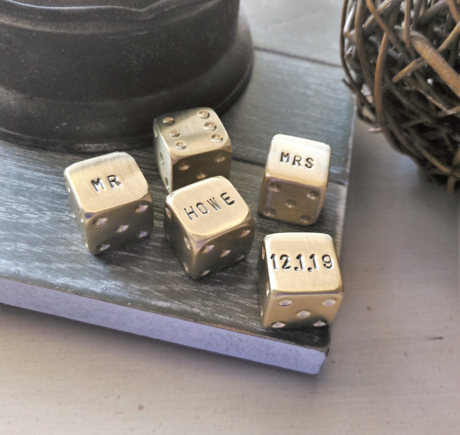 Wedding Dice Mr and Mrs Gift Idea Brass Dice Set Custom Gift - Etsy