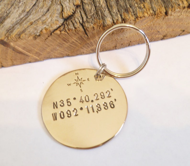 Personalized GPS Coordinate Keychain Compass Keychain - Etsy