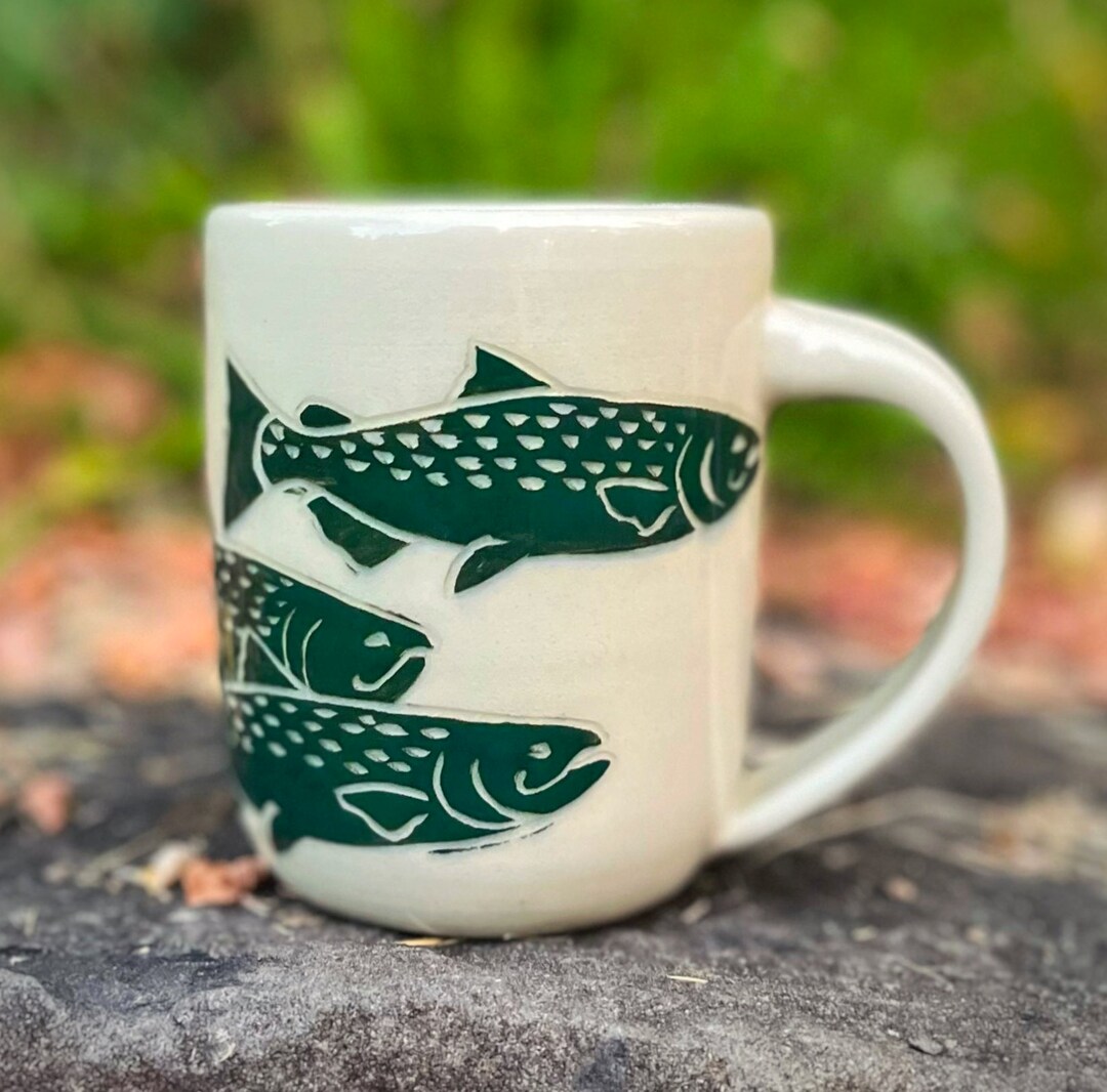 SALMON MUG in Classic White - Fish Cup - Northwest Angler Coffee Mug - Etsy
