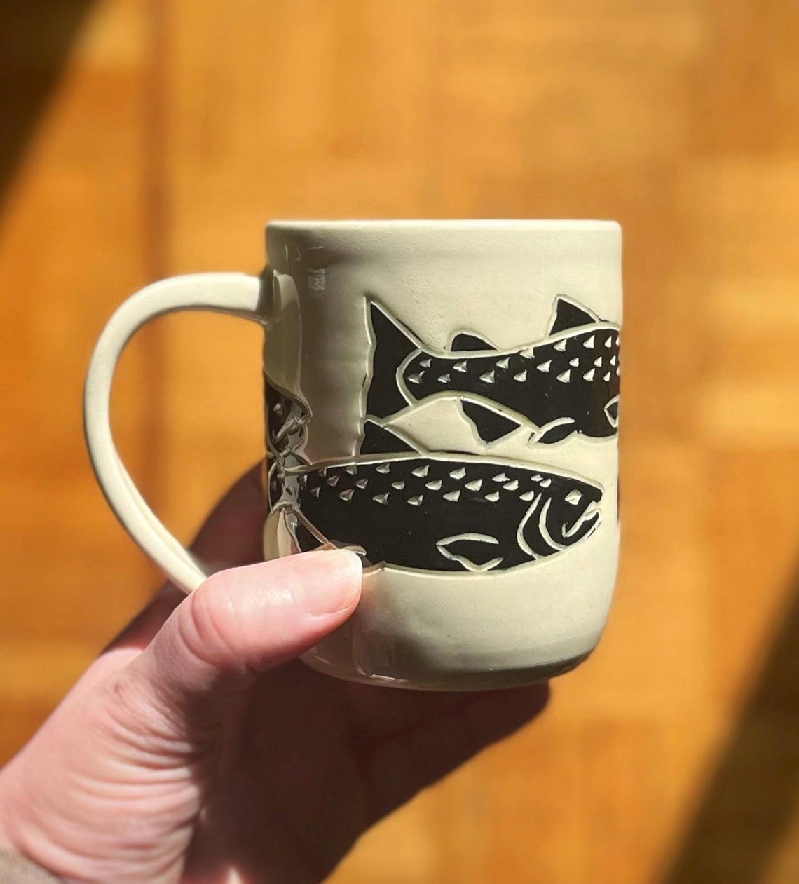 SALMON MUG in Classic White - Fish Cup - Northwest Angler Coffee Mug - Etsy