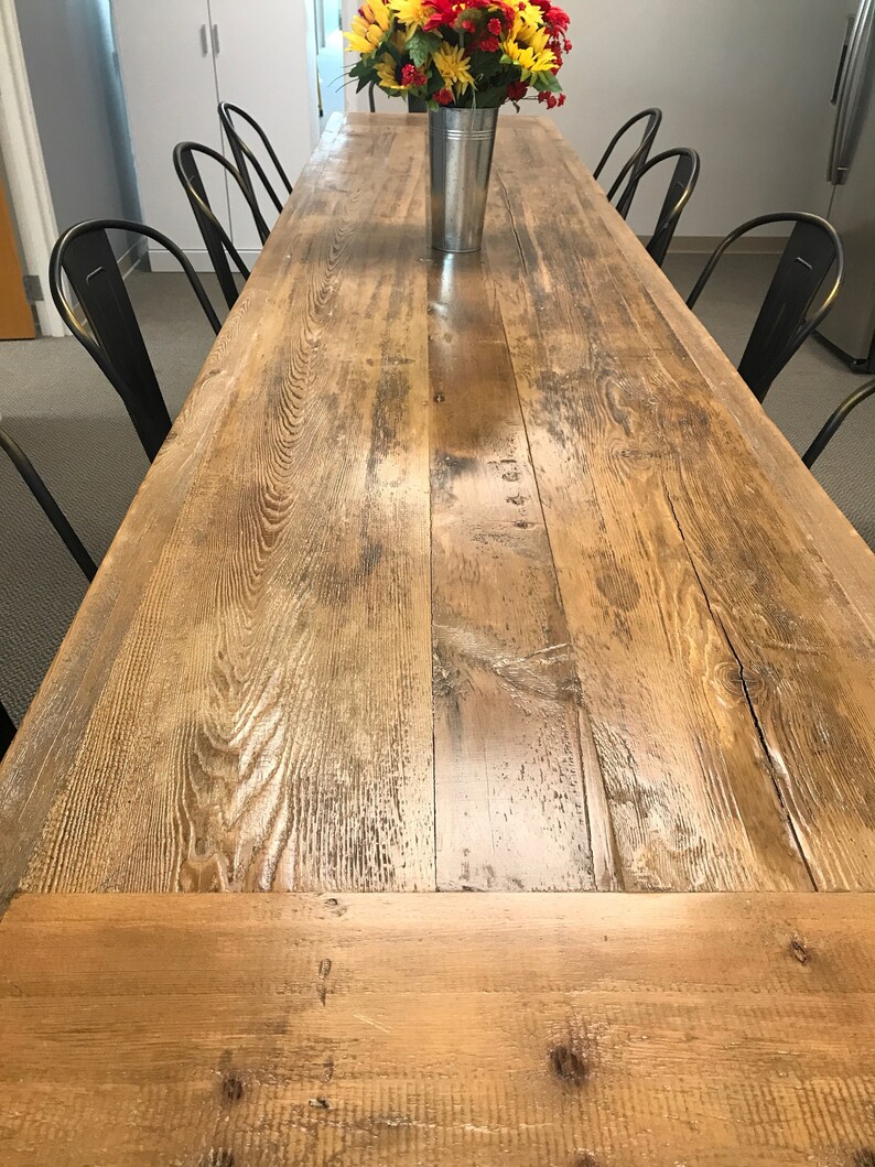 Rustic reclaimed wood Conference table Metal legs | Etsy