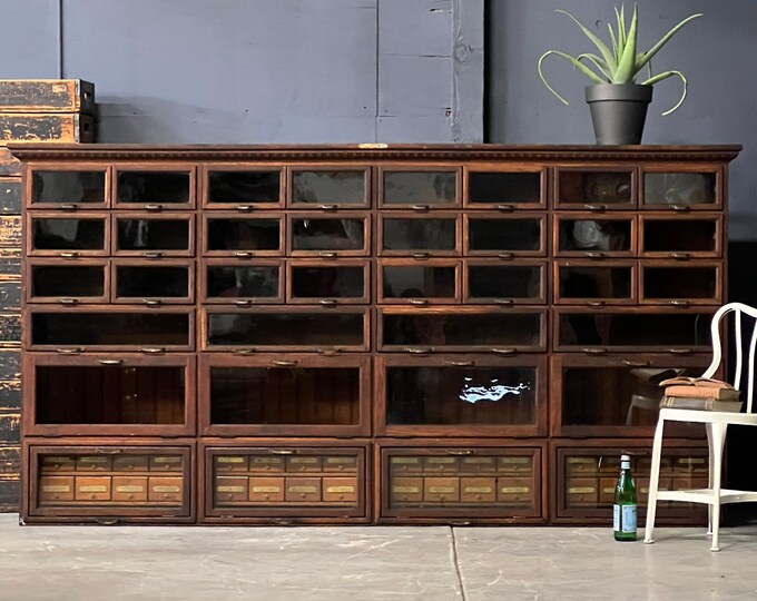 LARGE Antique Apothecary Cabinet, Oak General Store Cabinet, Antique ...