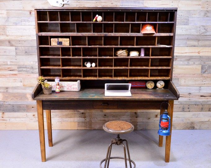 LARGE Post Office Sorting Desk, 1930s Wood Post Office Cabinet - Etsy