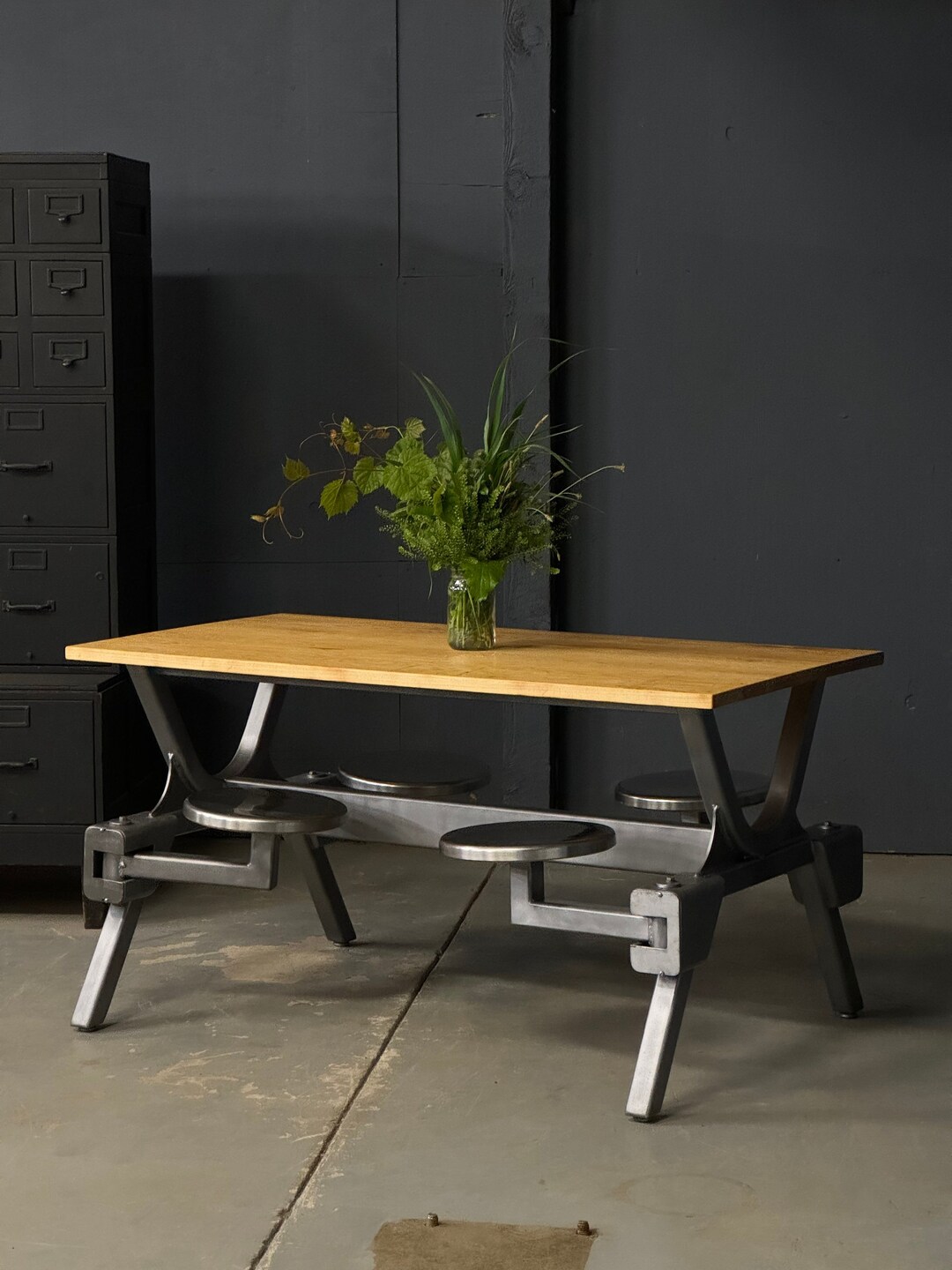Vintage Swing Out Seat Table, Industrial Dining Table, Four Person ...