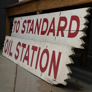 Hand Painted Service Station Sign, Standard Oil Road Sign, Wood ...
