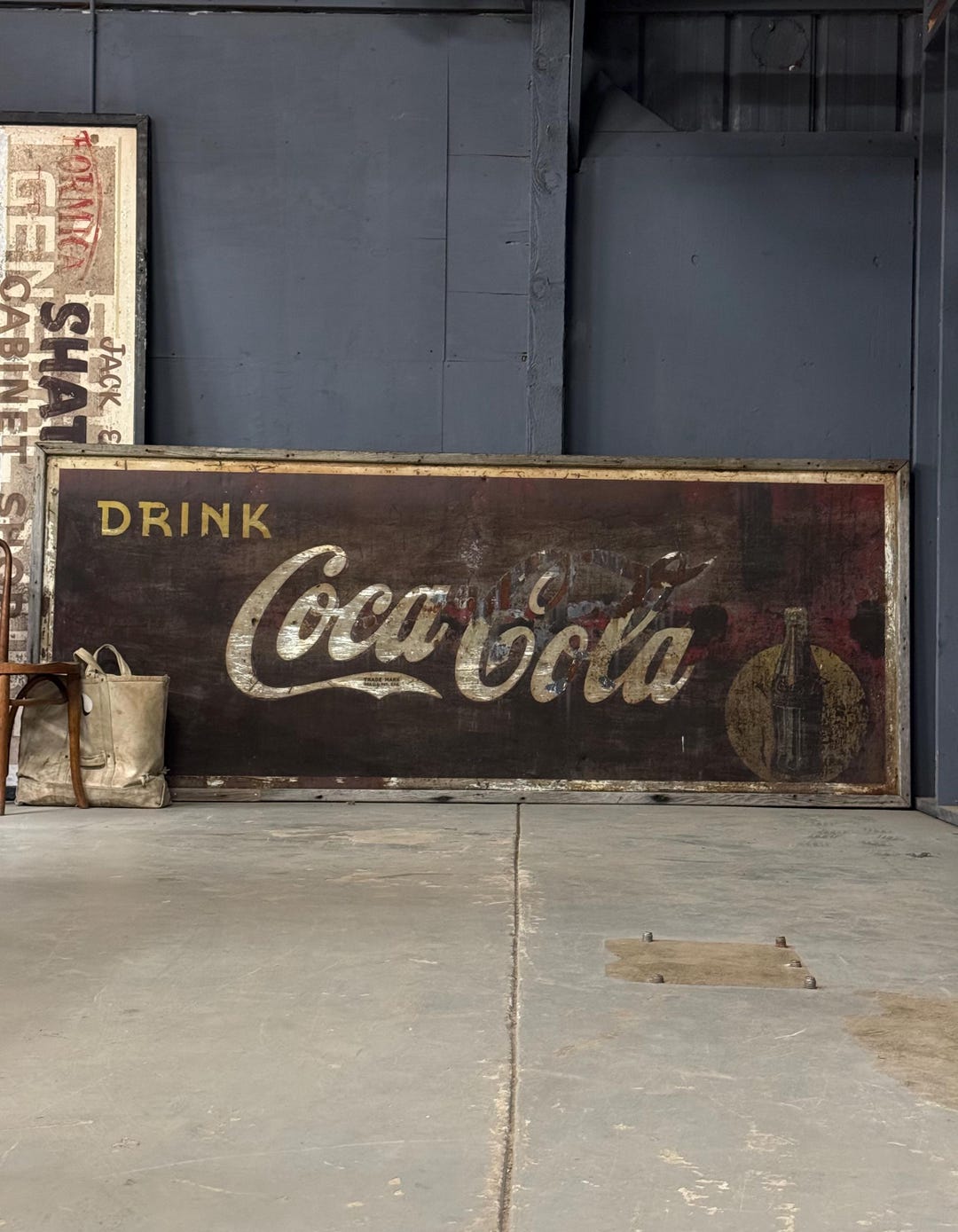 RESERVED Large Antique Coca Cola Sign, Coca Cola Billboard Road Sign ...