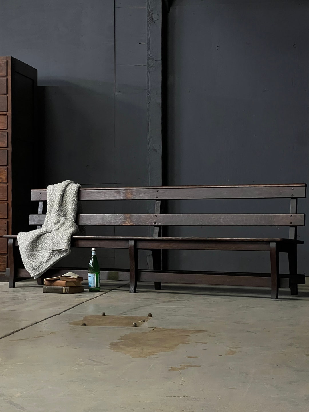 Long Antique Child Size Bench, Oak School House Bench, Entryway Bench ...