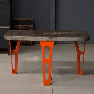 Antique Machinist Table, Steel and Cast Iron Industrial Tripod Table ...