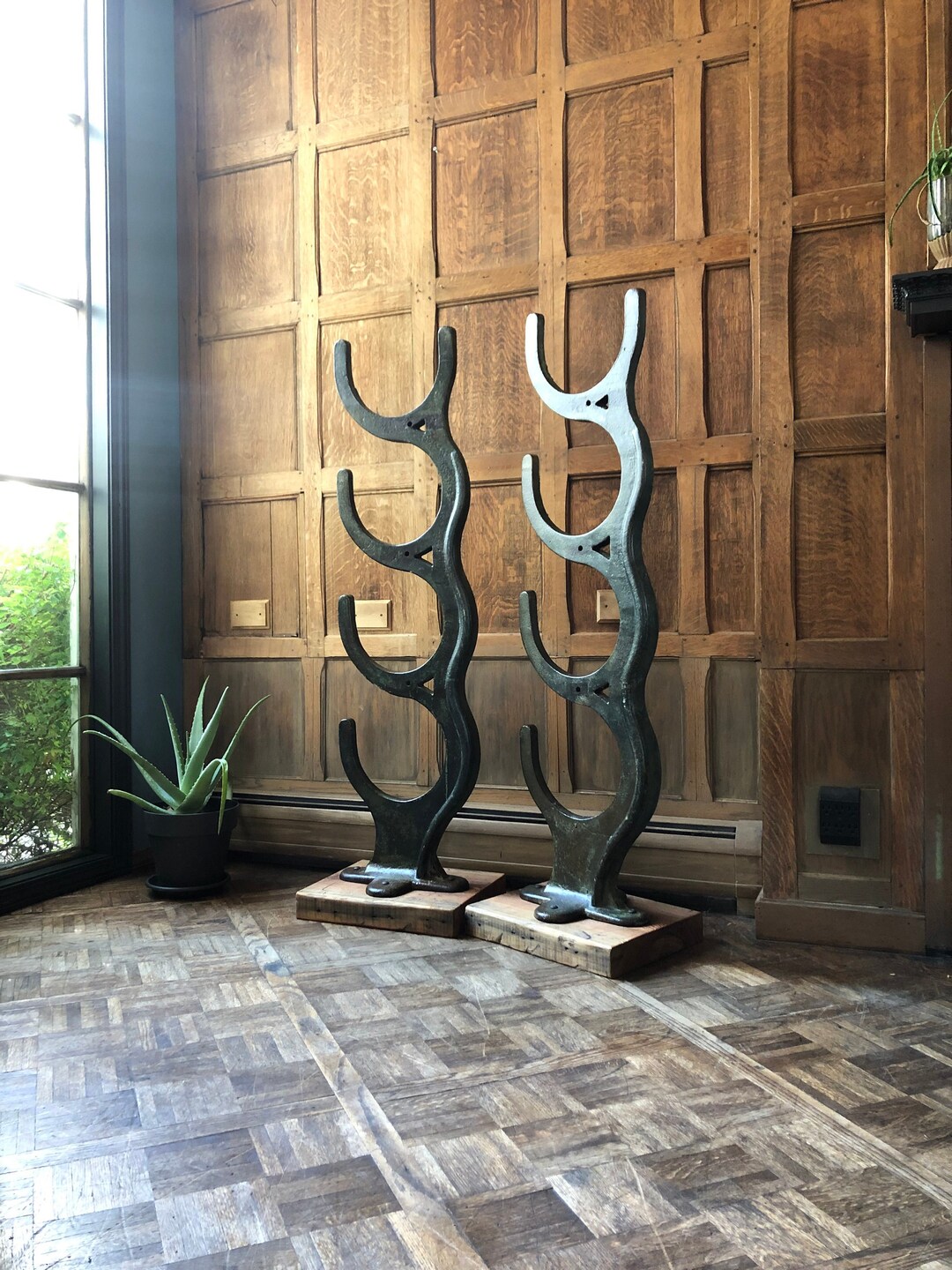 Industrial Sculpture, Antique Cast Iron Material Racks, 5 FT Tall Line ...