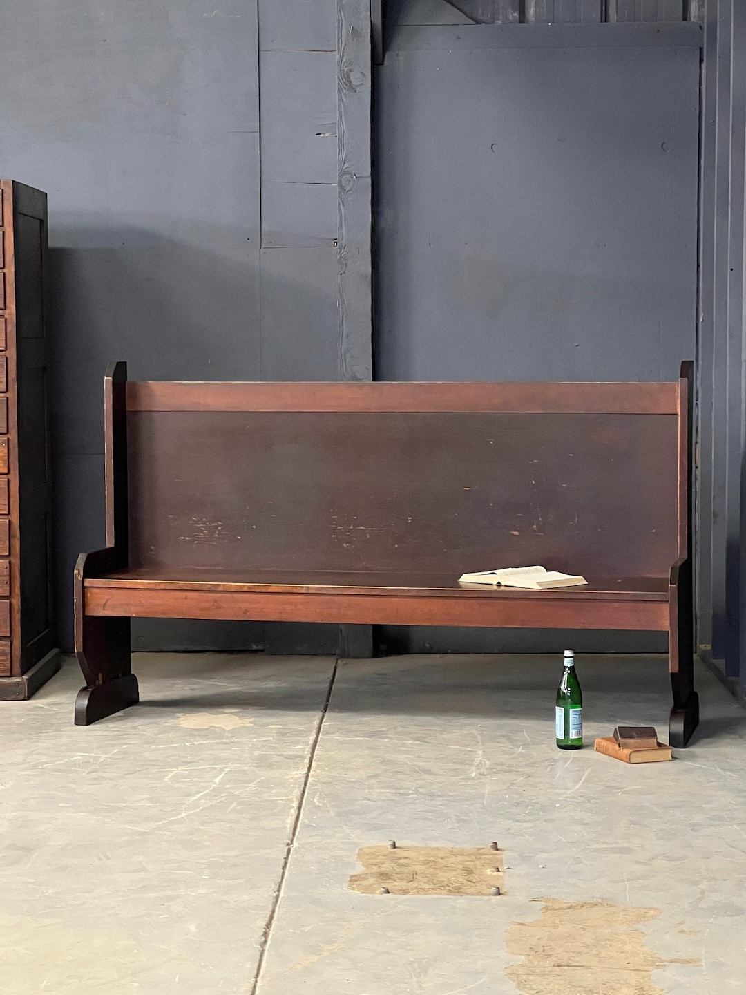 Antique Primitive Bench, Wood Farmhouse Bench, High Back Entryway Bench ...