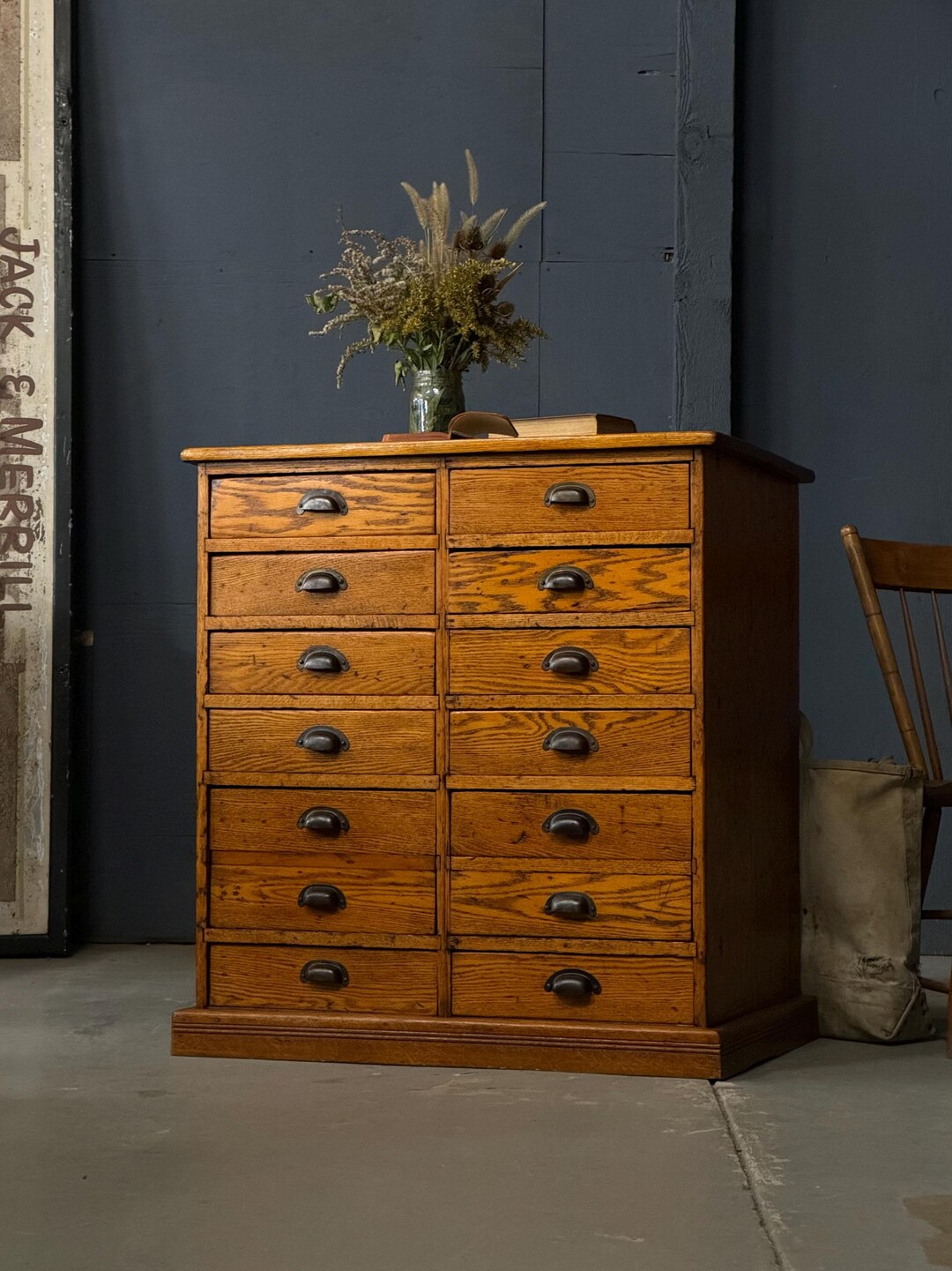 Antique Wood Drawer Unit, Small Apothecary Cabinet, General Store ...