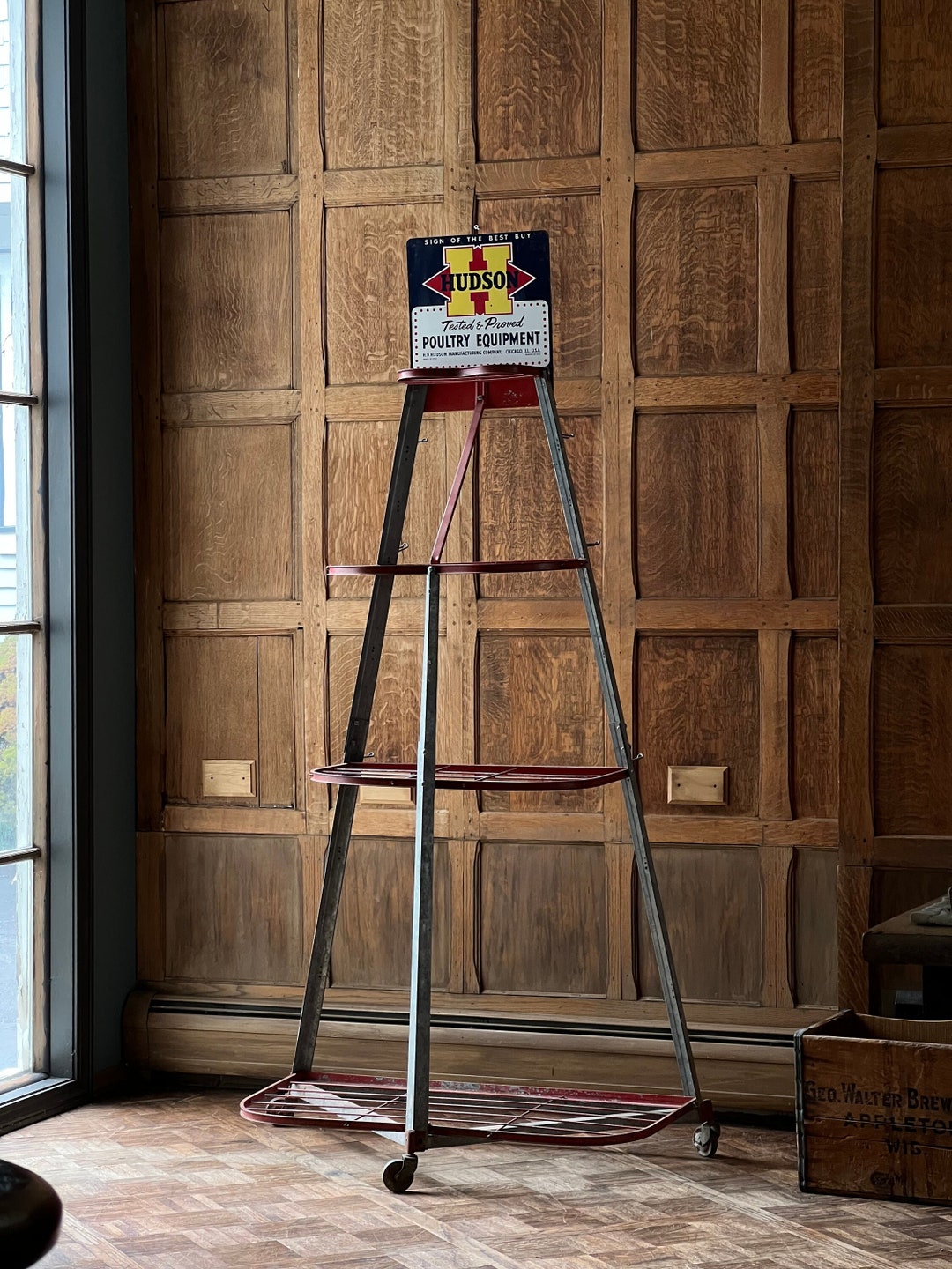 Vintage Display Rack With Advertising, Hudson Poultry Advertising ...