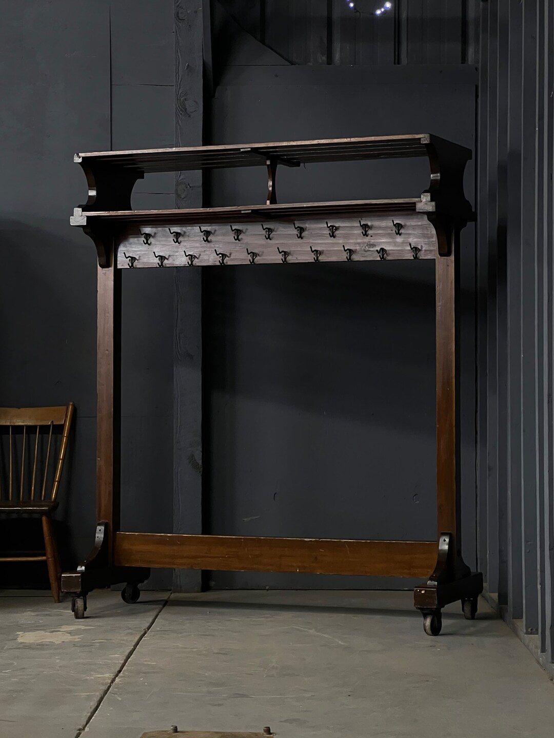 Antique School House Coat Rack, Double Sided Multi Hook Hall Tree ...