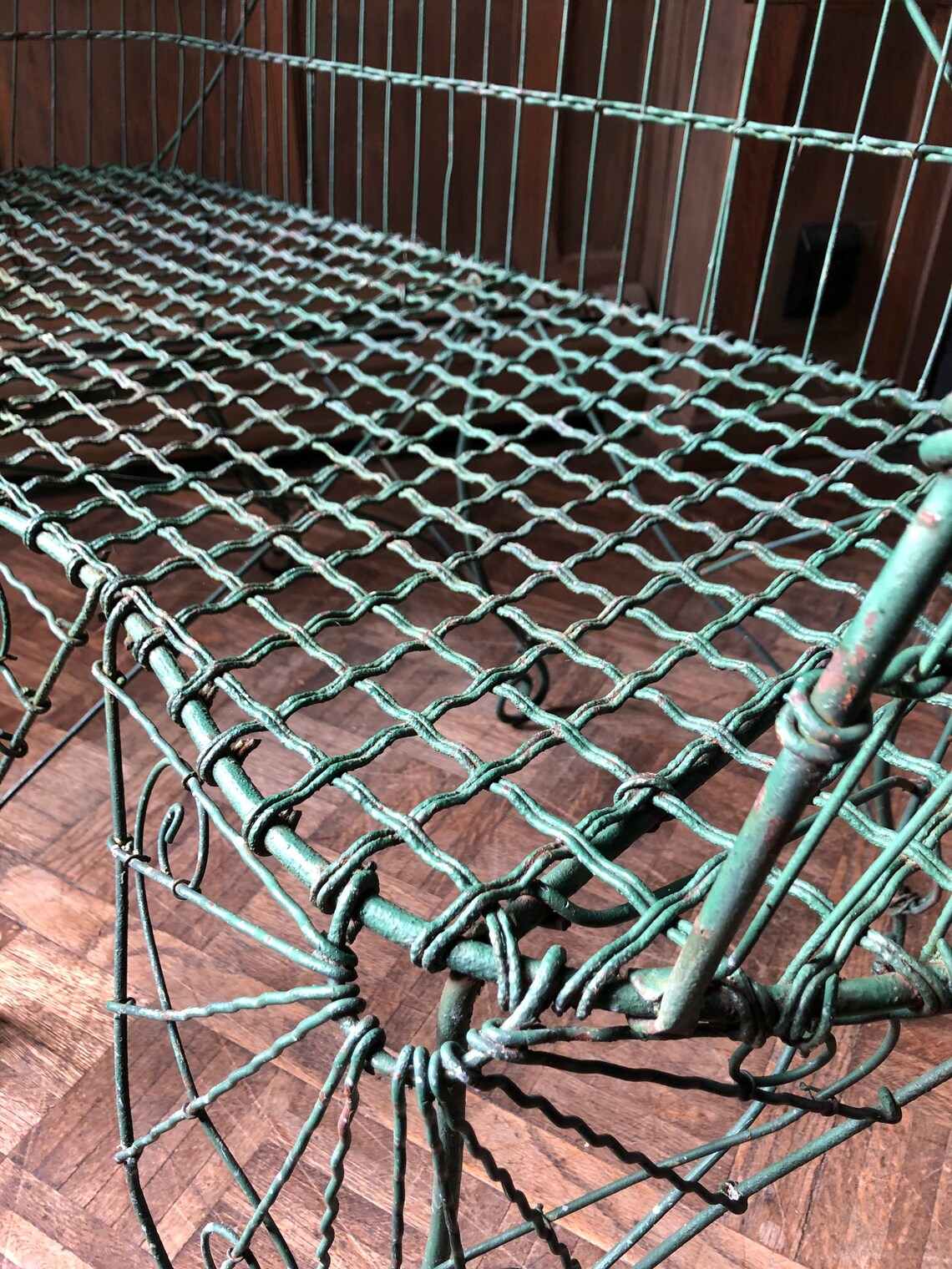 Antique Garden Bench Green Metal Wire Entryway Bench Indoor | Etsy