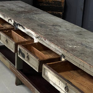 Large Antique Workbench Table, 12 FT Train Station Workbench, Wood Workbench Table, Primitive ...