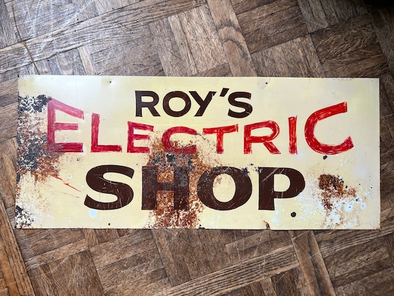 Vintage Electric Shop Sign Roys Electric Shop Hand Painted - Etsy